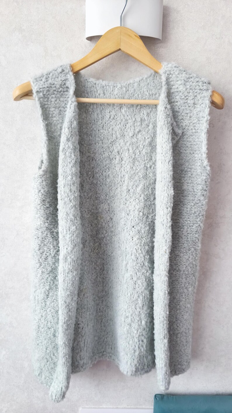 Handmade Bouclé Knit Vest | Open Front Vest | Sleeveless Teddy Cardigan ...