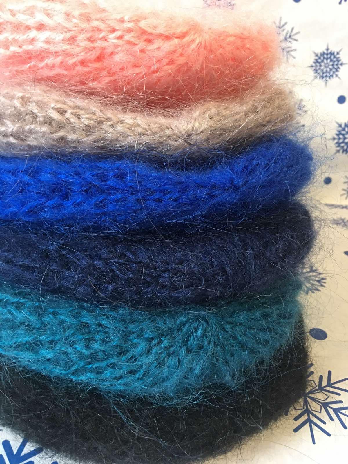 Fluffy Mohair Hat and Snood Mohair Set Blue Angora Hat Angora Snood ...