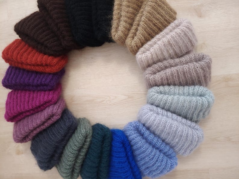 Fluffy Mohair Hat and Snood Mohair Set Angora Hat Angora Snood Longhair ...