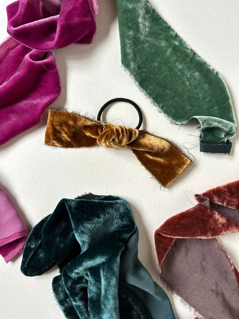 Distressed Silk Velvet Hair Tie | Fall Fashion Hair Accessory | Bow ...