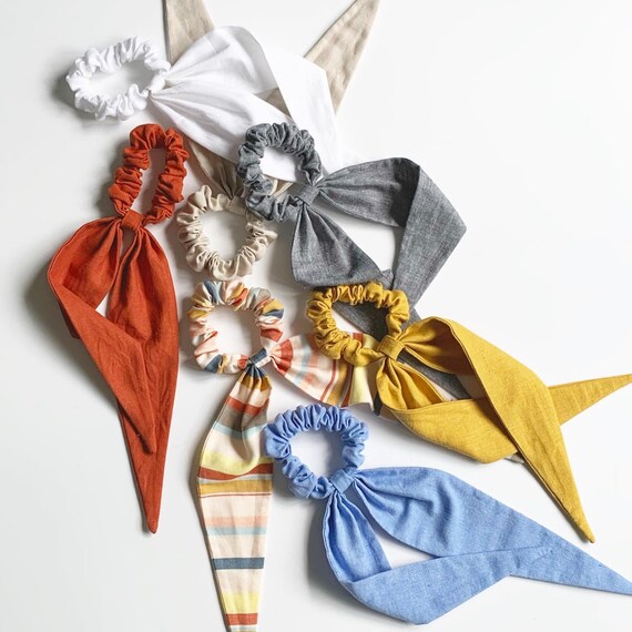 Chambray Leinen Spitzschal Scrunchie Schleife Scrunchie | Etsy