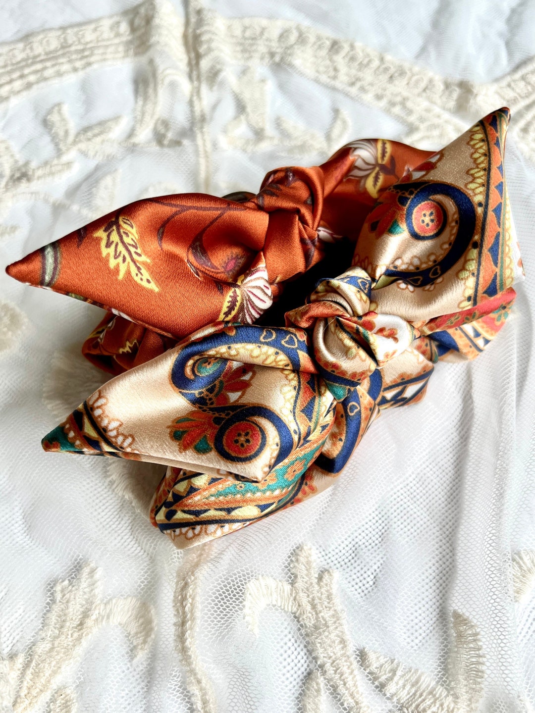 Oversize Knot Scrunchie Retro 70s Paisley Series Silky Smooth Modern ...