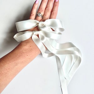 Timeless Romantic Silk Satin Long Bow | White Bridal Bow | Special ...