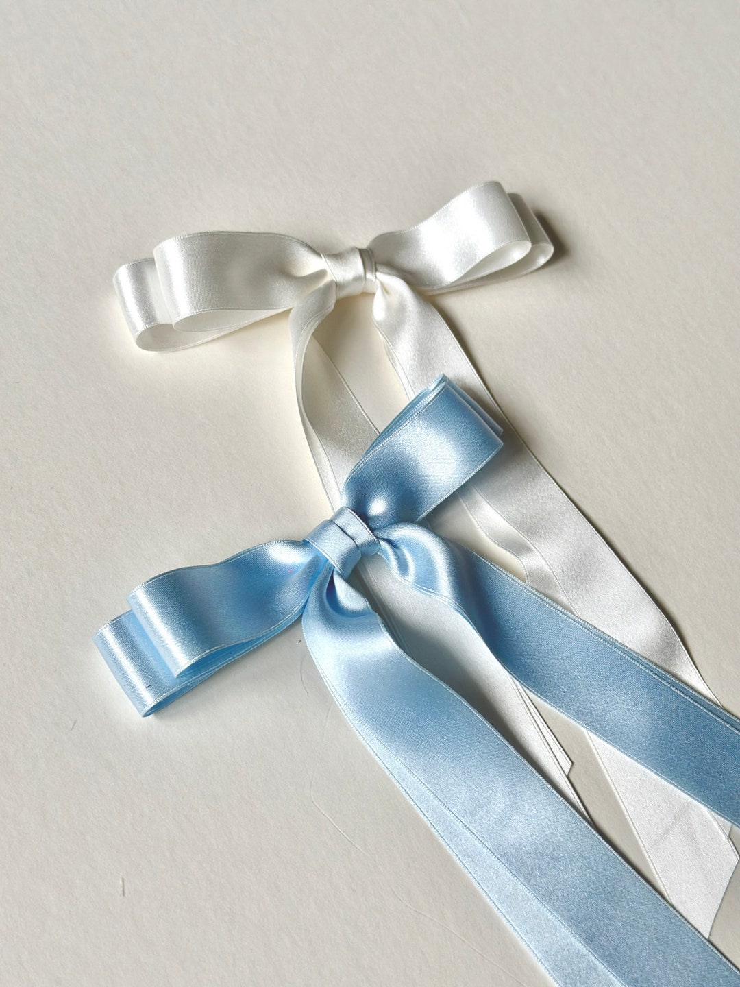 The Stella Silk Satin Long Bow White Bridal Bow Something - Etsy