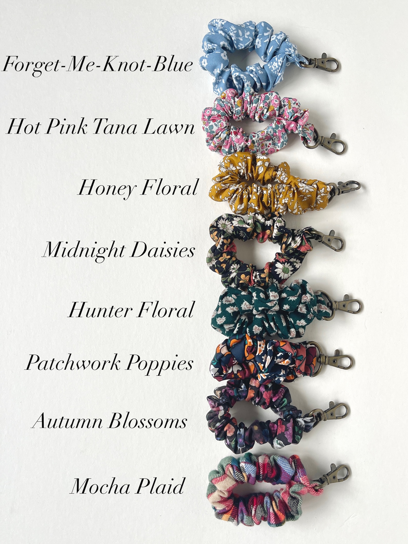 Wristlet Scrunchie Keychain Scrunchie Several Patterns Liberty Cotton ...