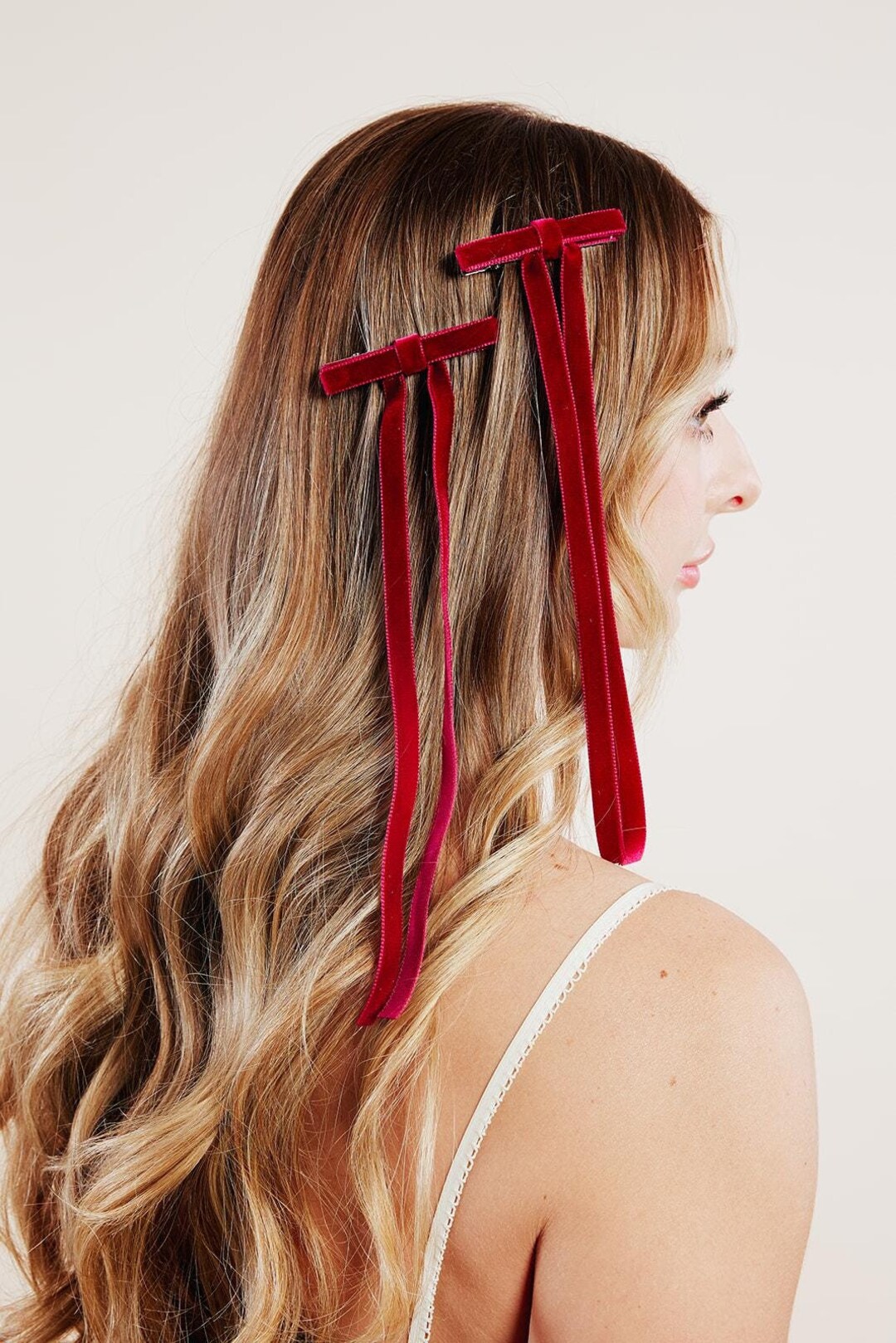 The Mini Velvet Long Bow | the Fall Collection | Multiple Colors - Etsy
