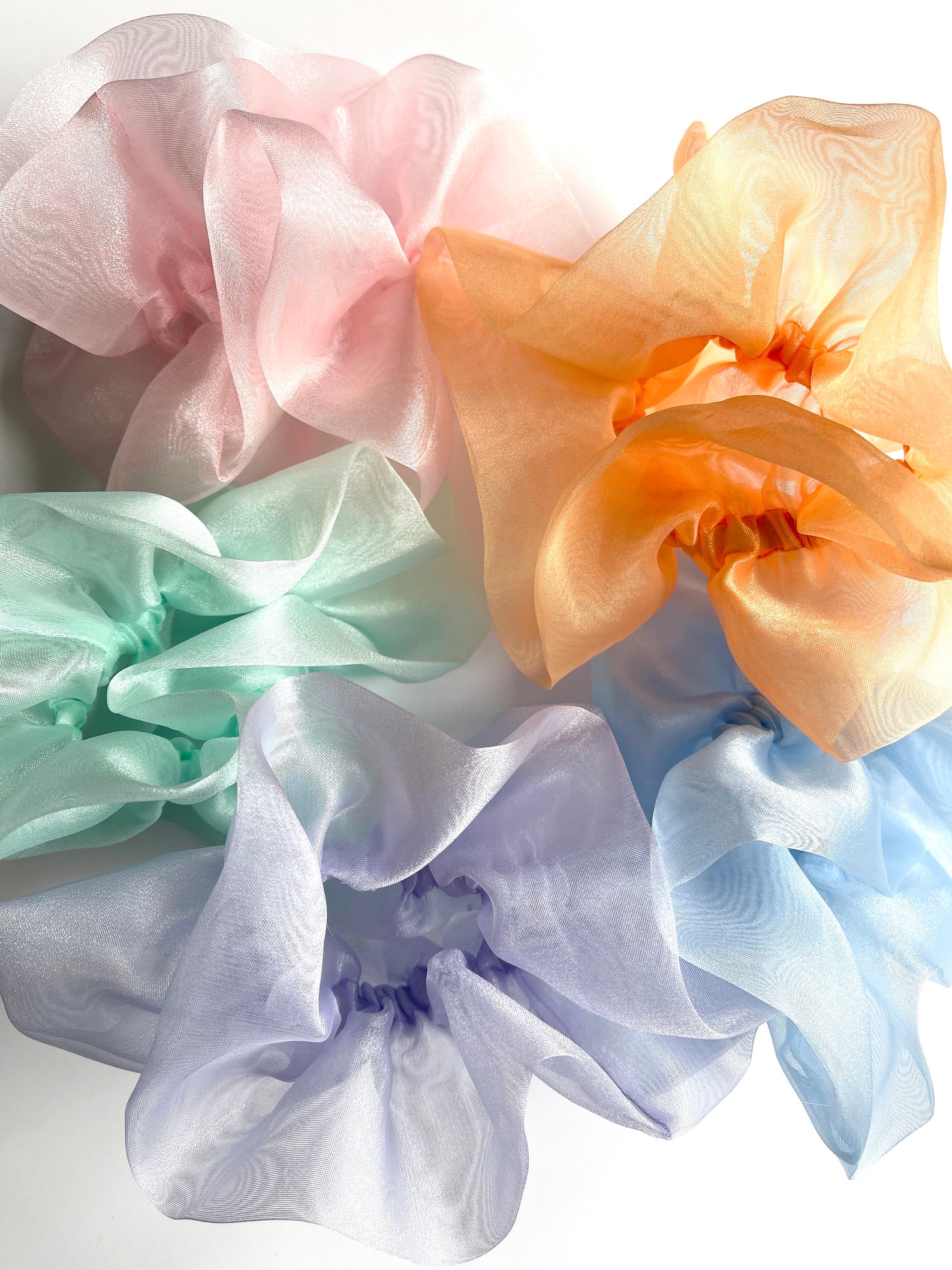 Organza Ruffle Scrunchie Multiple Colors Unique Design | Etsy