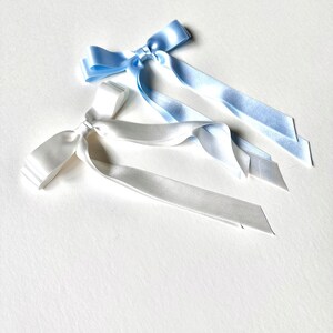 The Stella Silk Satin Long Bow White Bridal Bow Something - Etsy