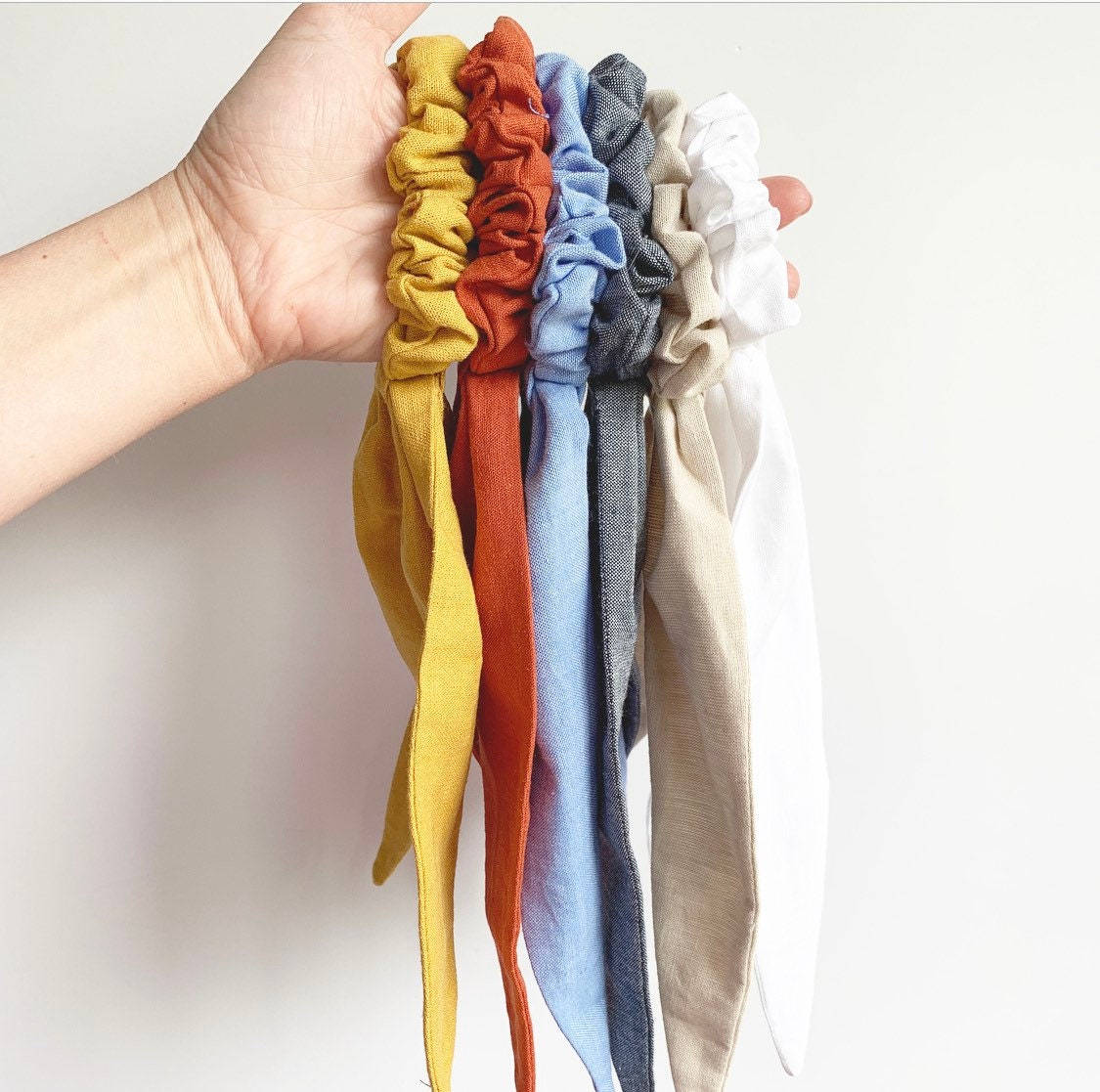 Chambray Leinen Spitzschal Scrunchie Schleifen Scrunchie - Etsy.de