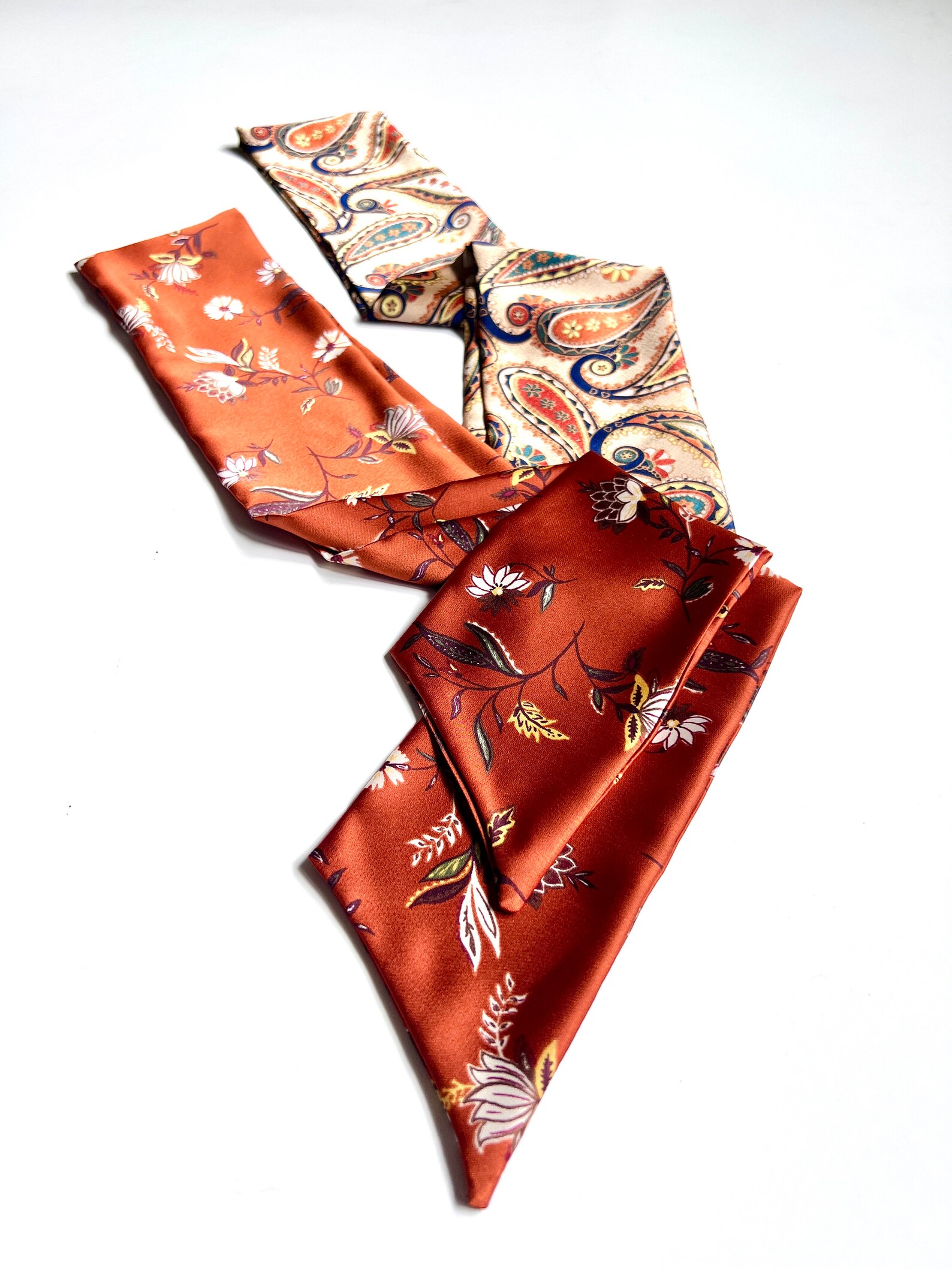 Retro Long Hair Scarf Paisley Series Satin Smooth Luxury - Etsy