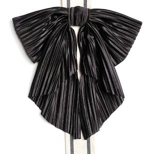 Pleated Oversize Bow Gemstone Colors Crinkle Plisse Knit Droopy Bow ...