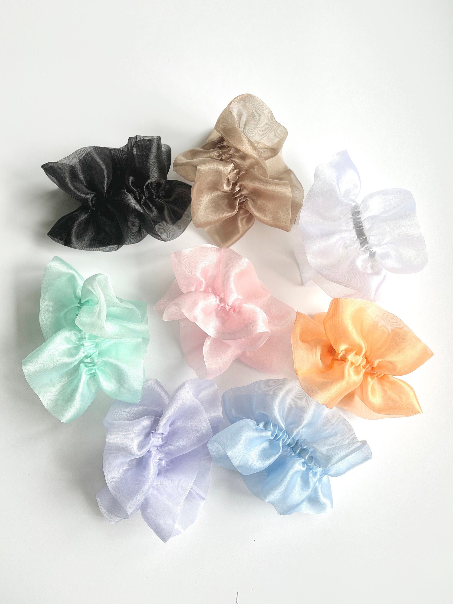 Organza Ruffle Scrunchie Multiple Colors Unique Design | Etsy