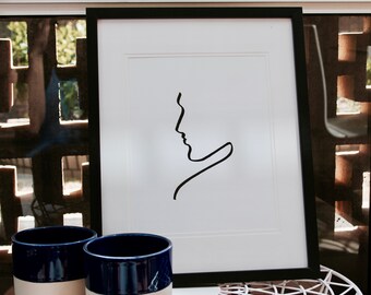 Girl Sketch Original Print. Simple Line Drawing for Home - Etsy