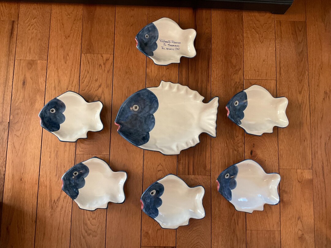 Vintage Giovanni Vietro Set of Fish Plates & Platter - Etsy
