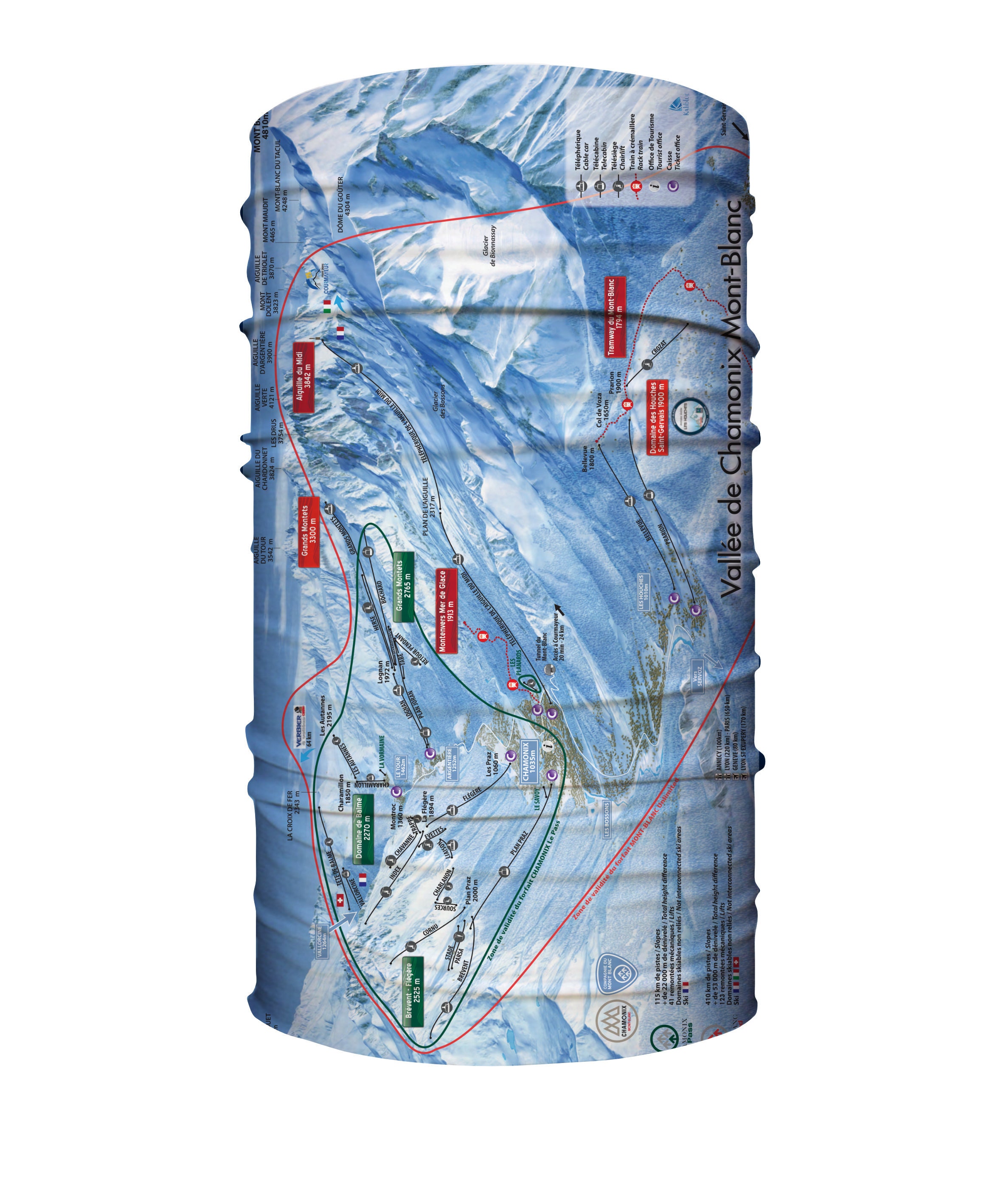 Ski Gift, Piste Map Custom Printed on a Bandana Style Snood, Unisex ...