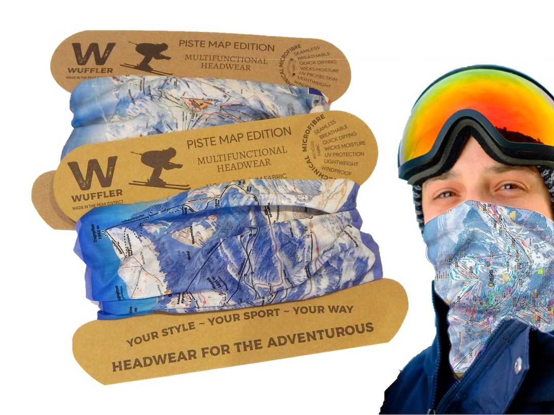 Ski Snood, Piste Map Neck Warmer, Skiing Accessory, Ski Resort Trail ...