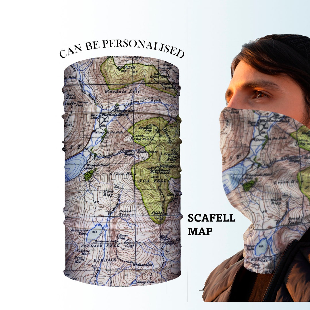Scafell Pike OS Map Snood, Lake District Gift, Neckwarmer, Historical ...