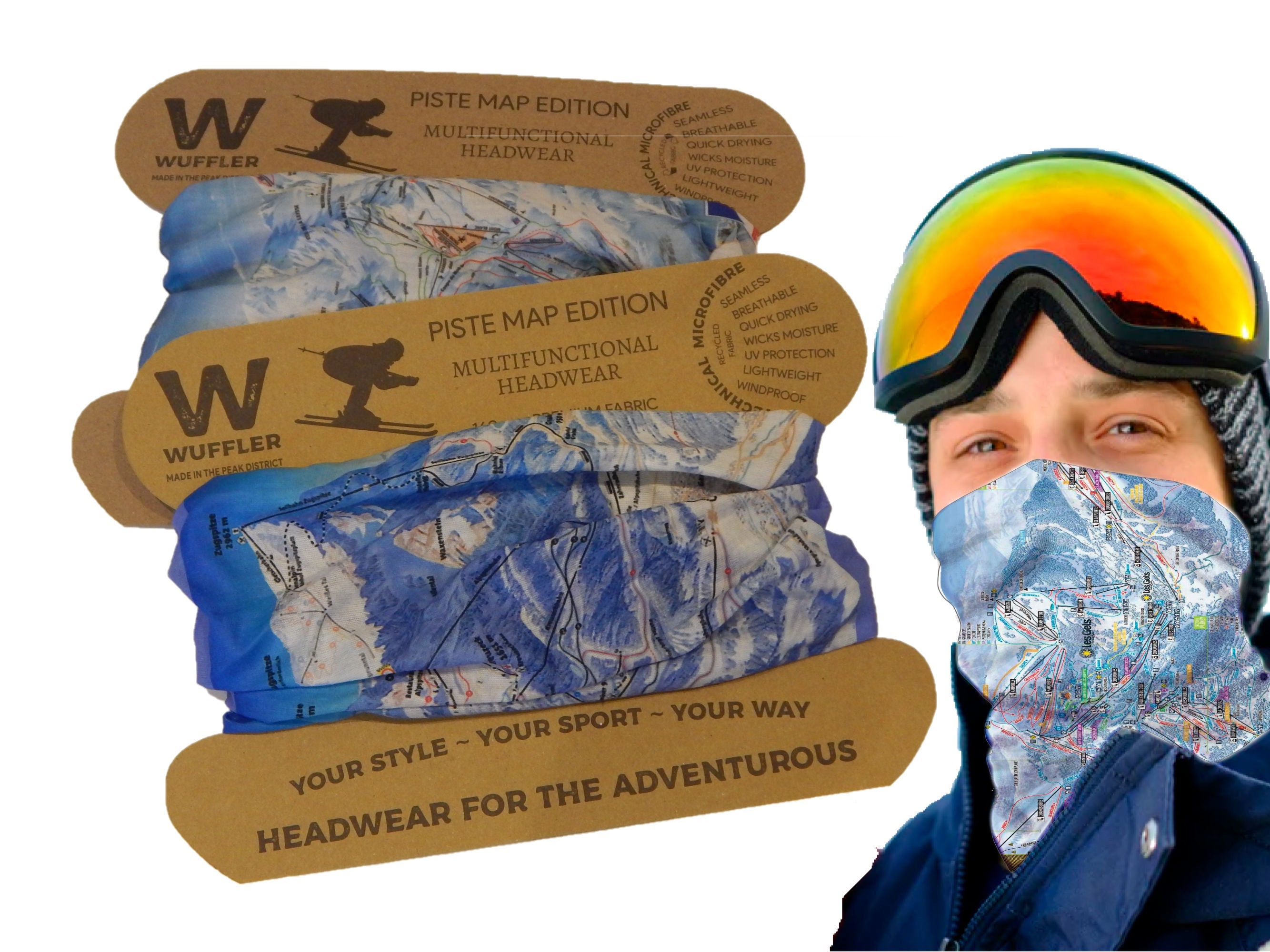 Ski Snood, Piste Map Neck Warmer, Skiing Accessory, Ski Resort Trail ...