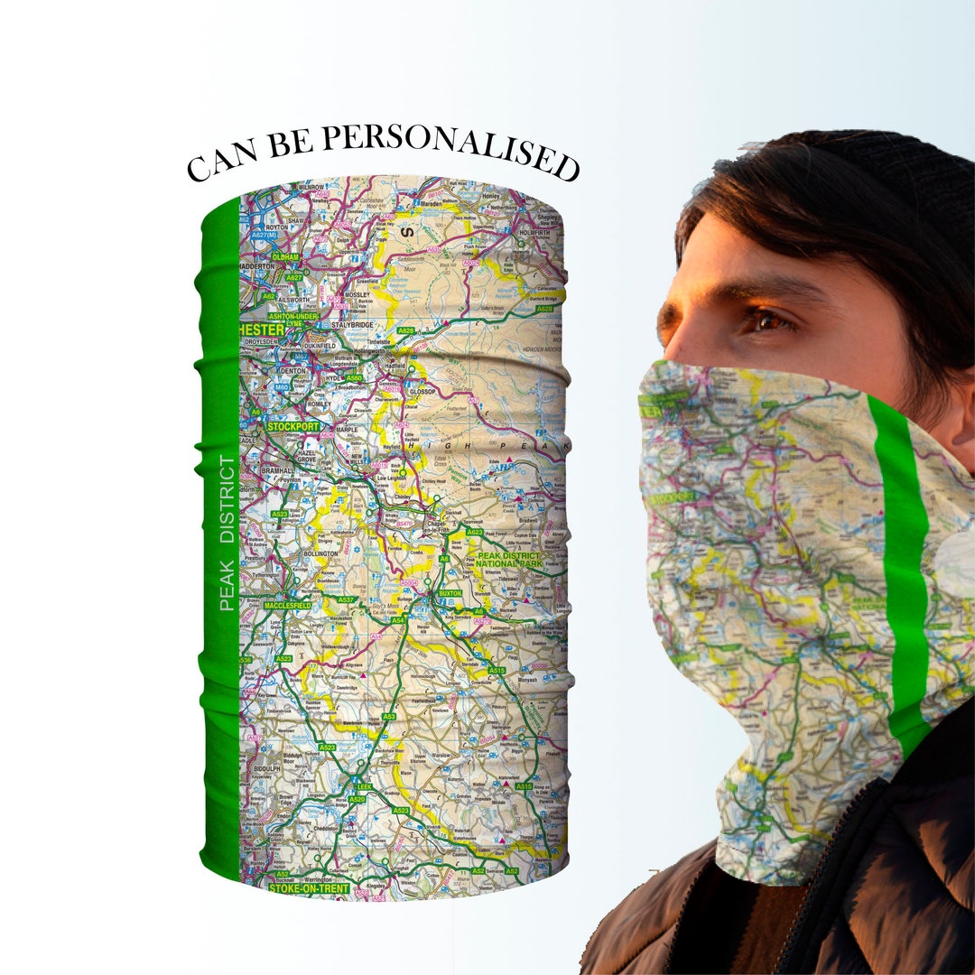 Wearable Maps, Peak District Snood, National Park Road Map on a Neck ...