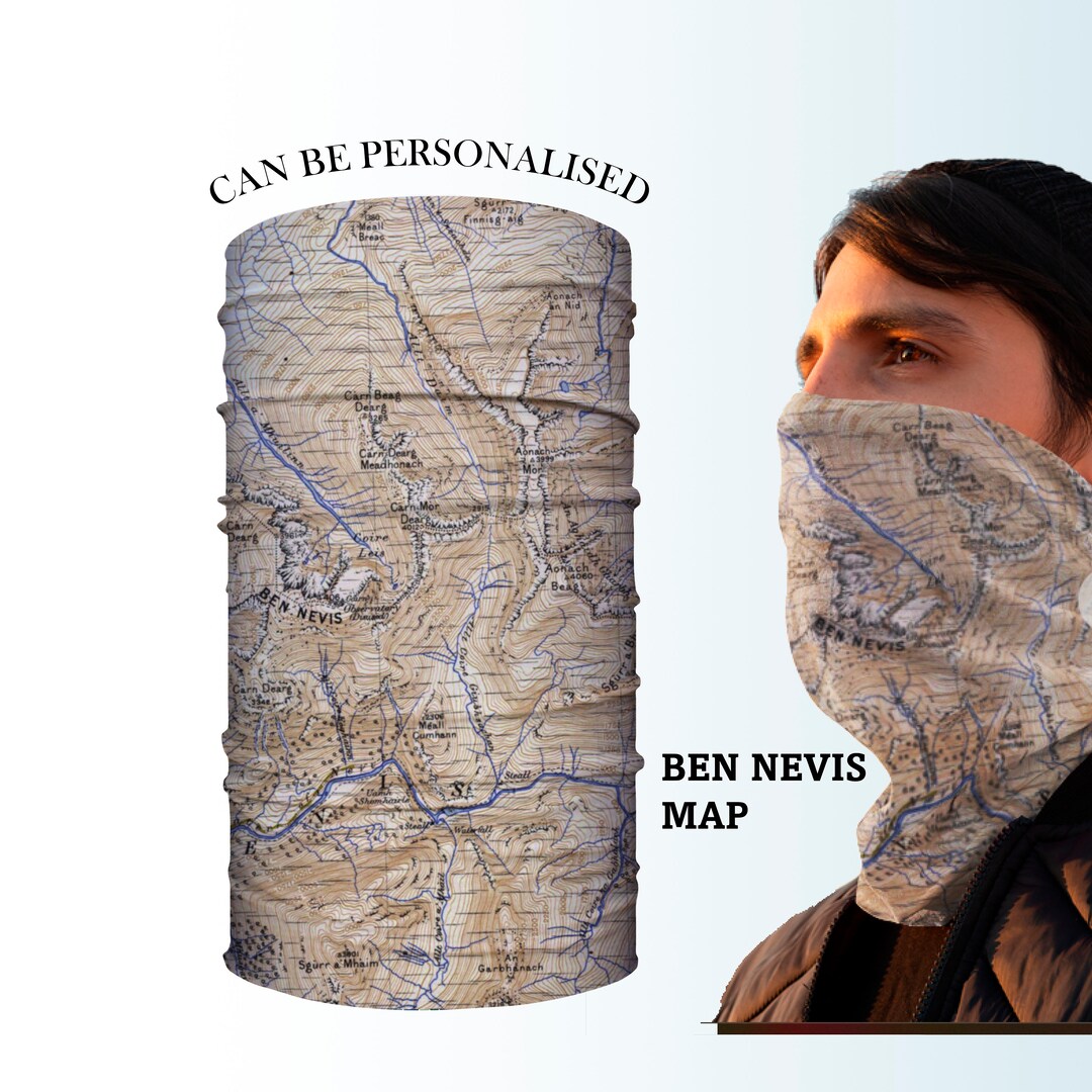 Ben Nevis OS Map Snood, Scotland Gift, Neckwarmer, Historical OS Map ...