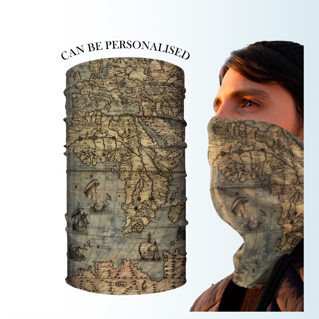 Antique Wearable Map Snood Neck Gaiter Scarf With Map Print - Etsy