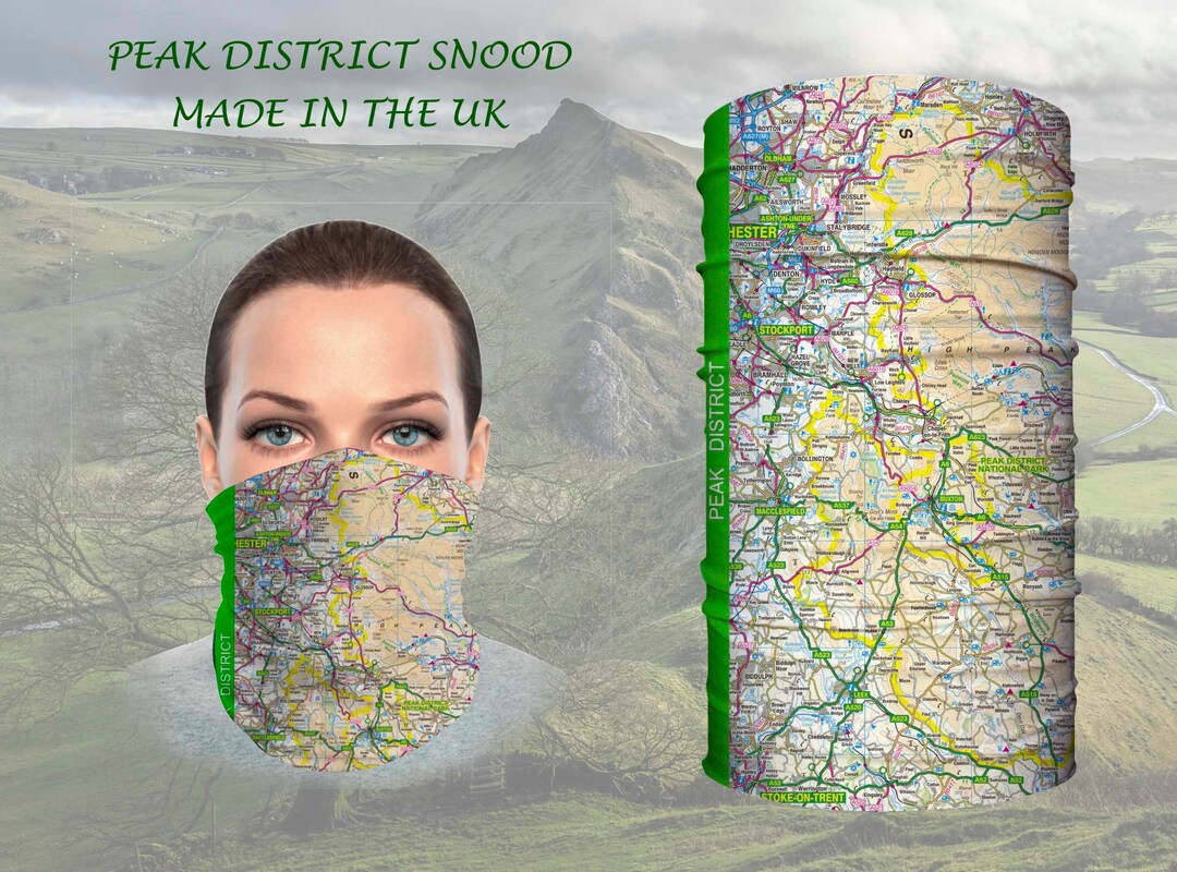 Wearable Maps Peak District Snood National Park Road Map on - Etsy UK