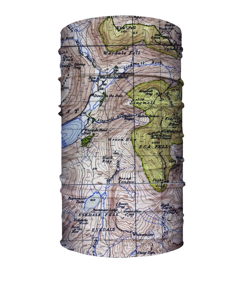 Scafell Pike OS Map Snood, Lake District Gift, Neckwarmer, Historical ...