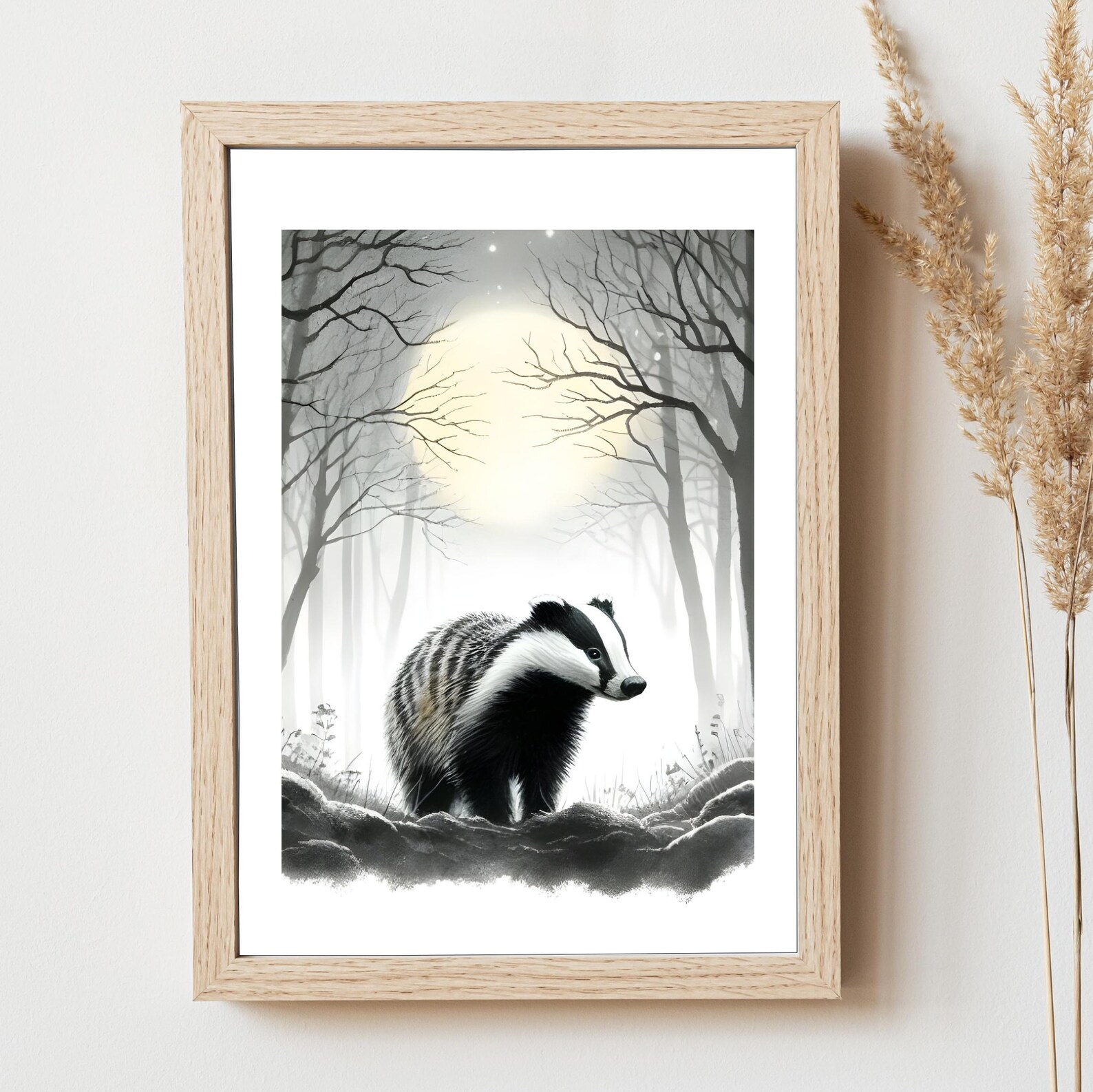 Badger in Forest, Watercolour Digital Artwork to Download, Nature ...