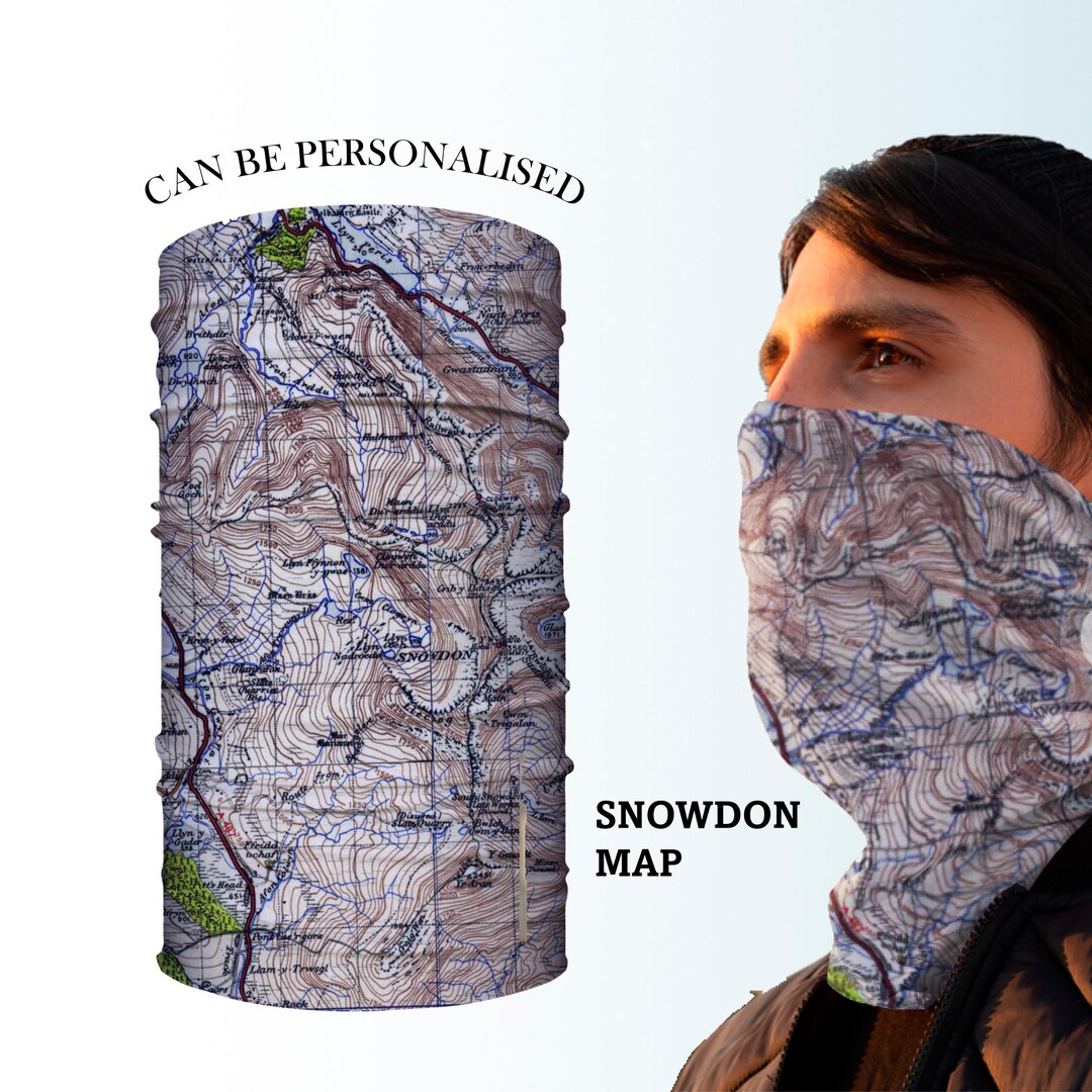 Snowdon OS Map Snood, Lake District Gift, Neckwarmer, Historical Map ...