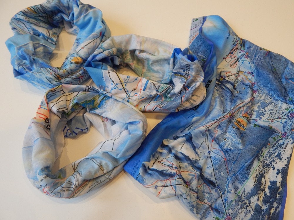 Ski Gift, Piste Map Custom Printed on a Bandana Style Snood, Unisex ...