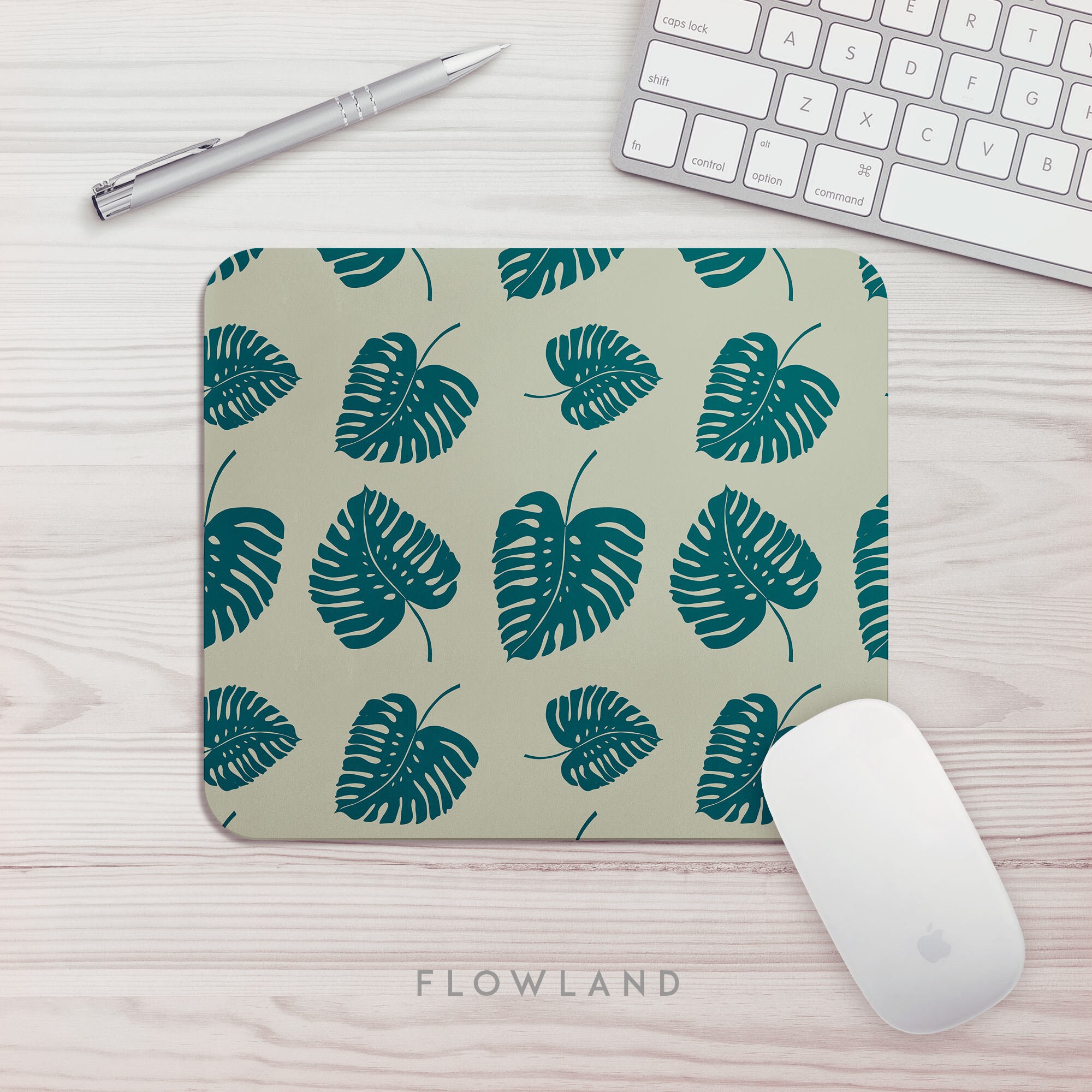 Mouse Pad Green Tropical Print Office Gift Mouse Mat Hawaiian | Etsy