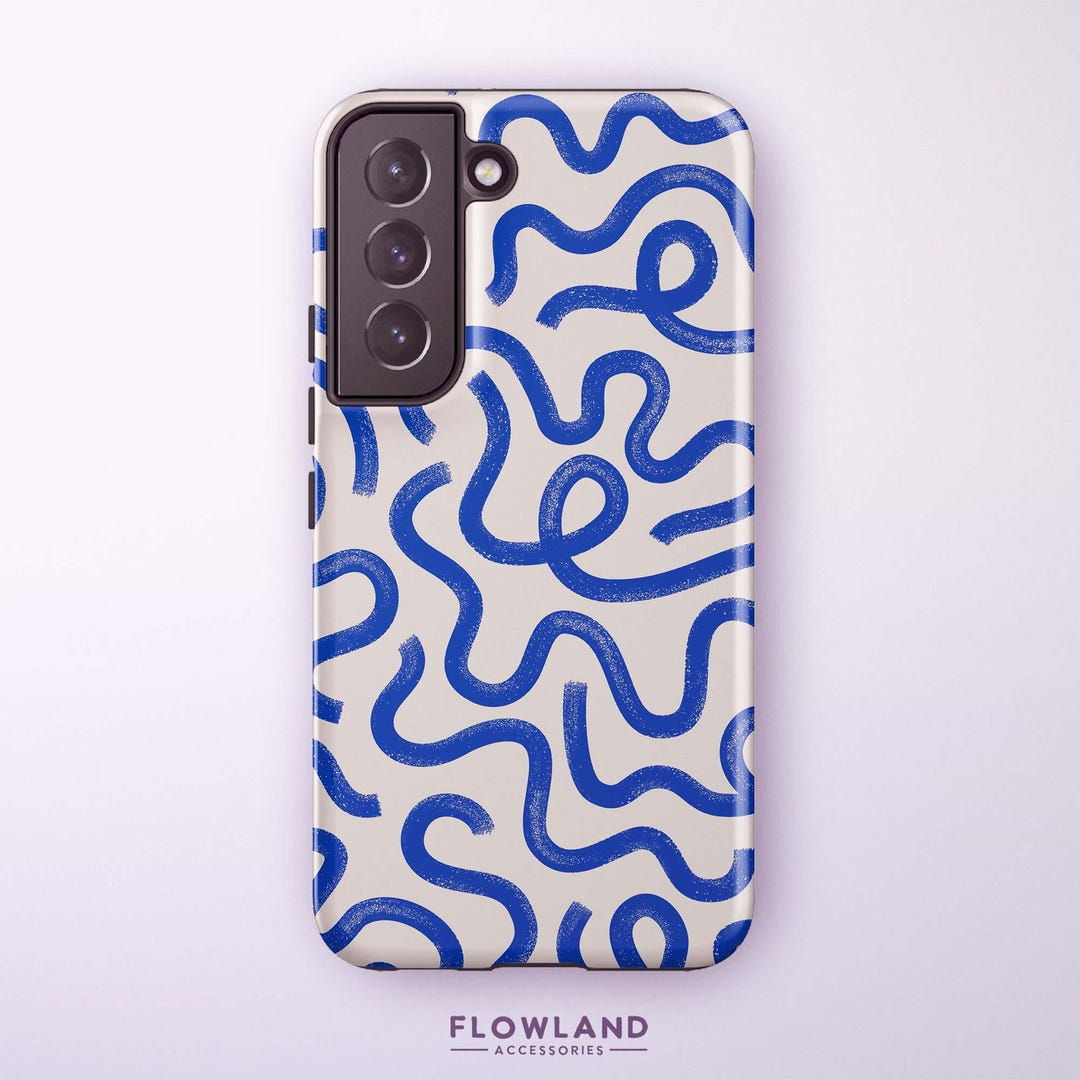 Blue Squiggle Memphis Modern Pattern Case for Samsung Galaxy S25 Ultra ...