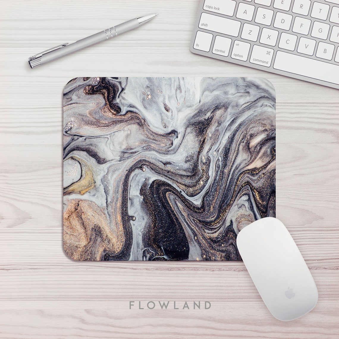 Mouse Pad Inky Marble Print Office Gift Mouse Mat Granite - Etsy