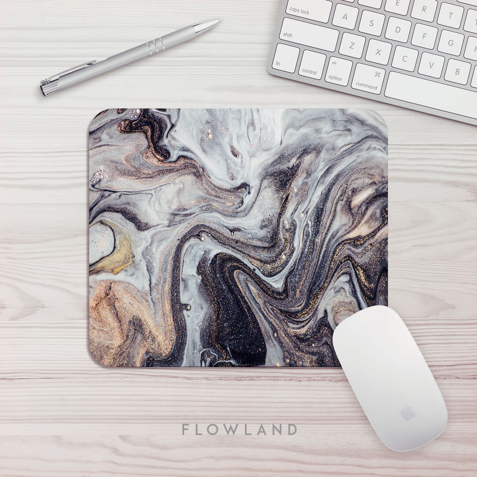Mouse Pad Inky Marble Print Office Gift Mouse Mat Granite - Etsy