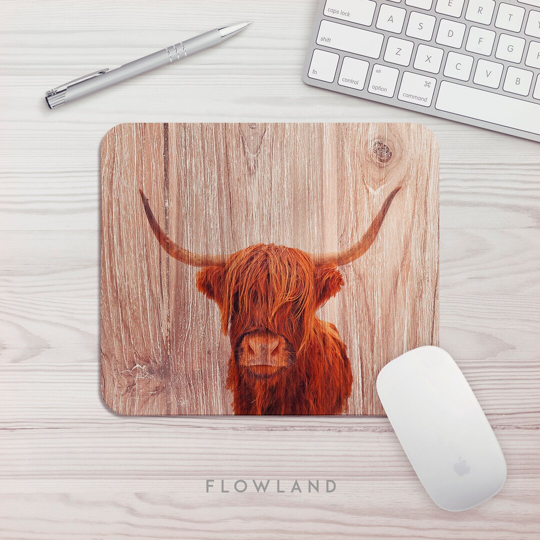 Mouse Pad Highland Cow Print Office Gift Mouse Mat Wood Print Mouse Pad ...