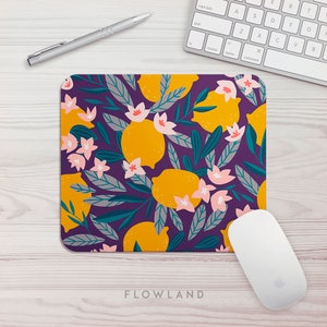 Mouse Pad Lemon Print Office Gift Mouse Mat Summer Floral - Etsy