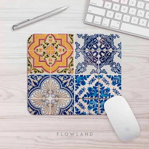 Mouse Pad Portuguese Tile Print Office Gift Mouse Mat Moroccan - Etsy UK