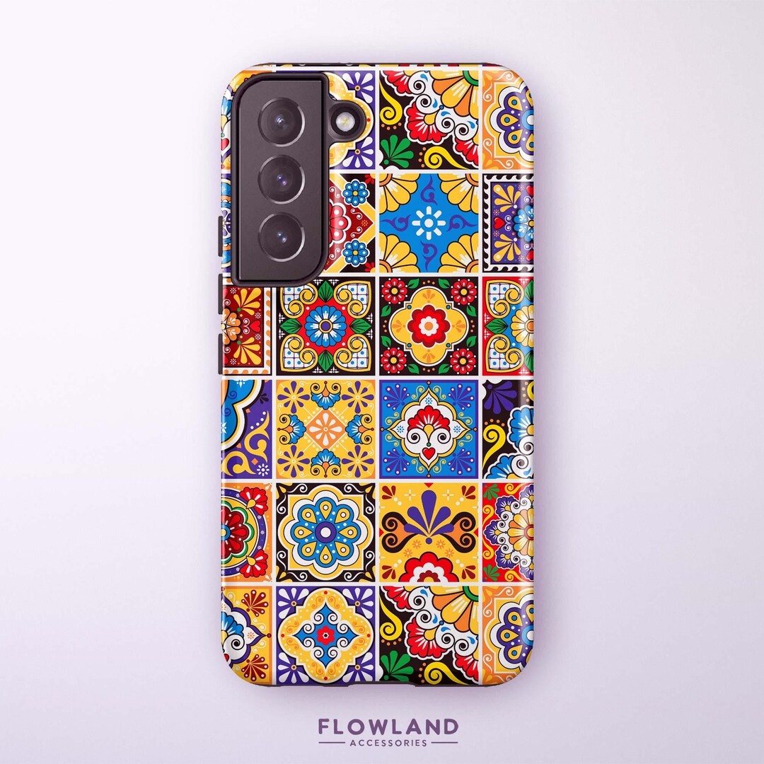 Bold Mexican Tile Pattern Phone Case for Samsung Galaxy S25 Ultra, S24 ...
