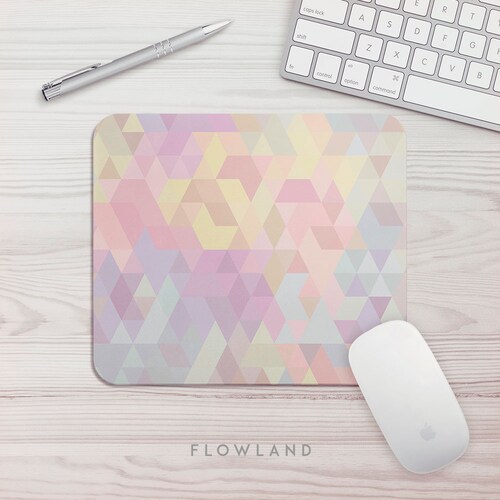 Mouse Pad Geometric Wood Print Office Gift Mouse Mat Pastel - Etsy