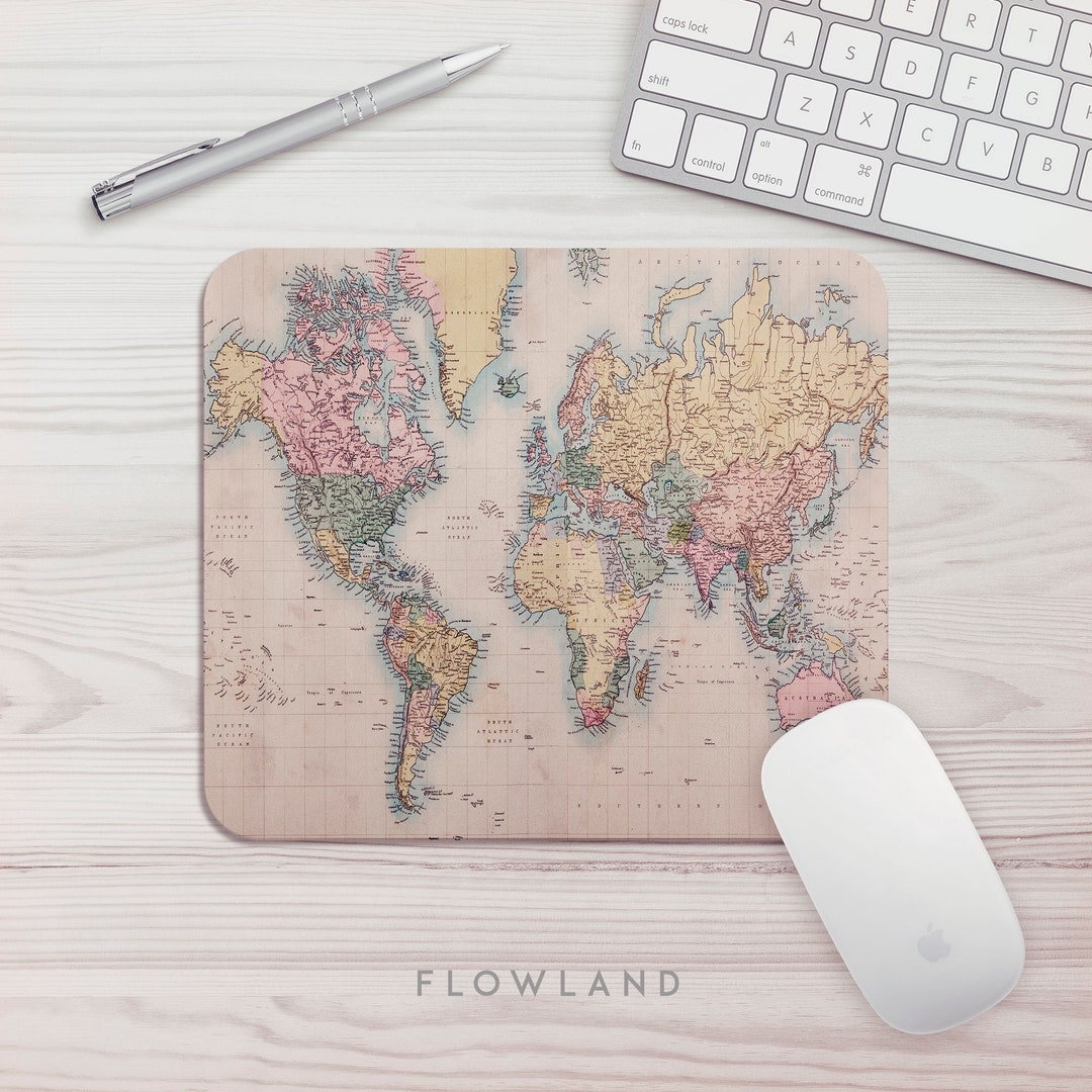 Mouse Pad Vintage World Map Office Gift Mouse Mat Mouse Pad Graphic ...