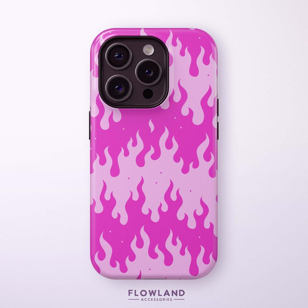 Pink Flame Phone Case, Y2K Aesthetic Fire Pattern Case for Iphone ...