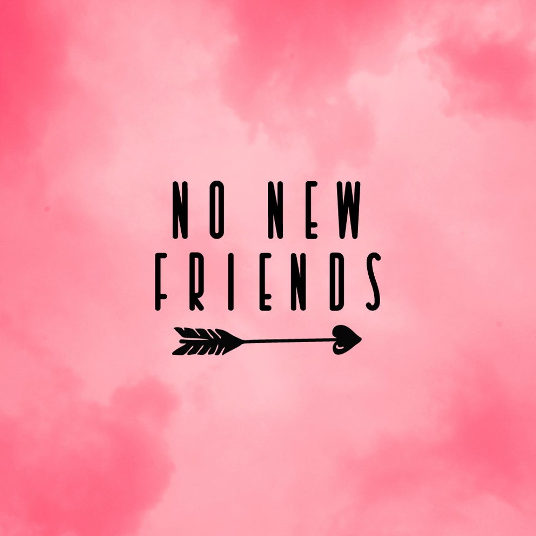 No New Friends Teen Slang Word Script Font Card Vinyl T-shirt Sign ...