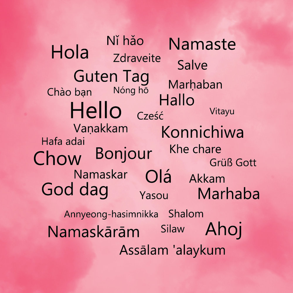 Collection of 30+ Hello Languages Tags Vector Vinyl T-shirt Print Sign ...