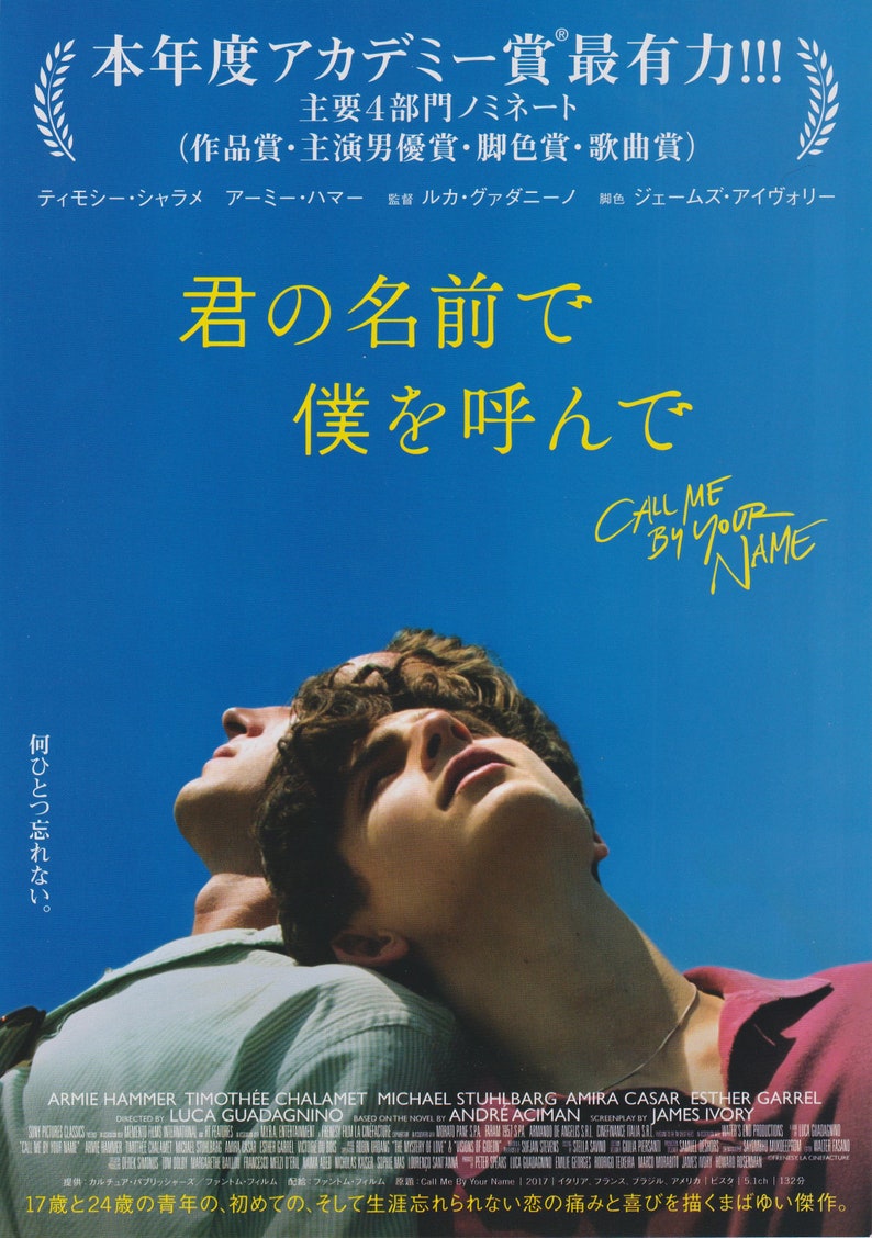 Call Me by Your Name 2017 Luca Guadagnino Japanese Movie Flyer - Etsy