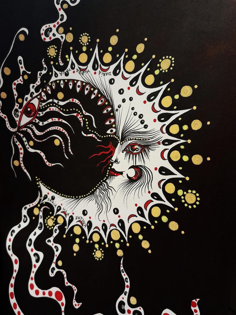 Sunflower Moon Original Drawing - Etsy