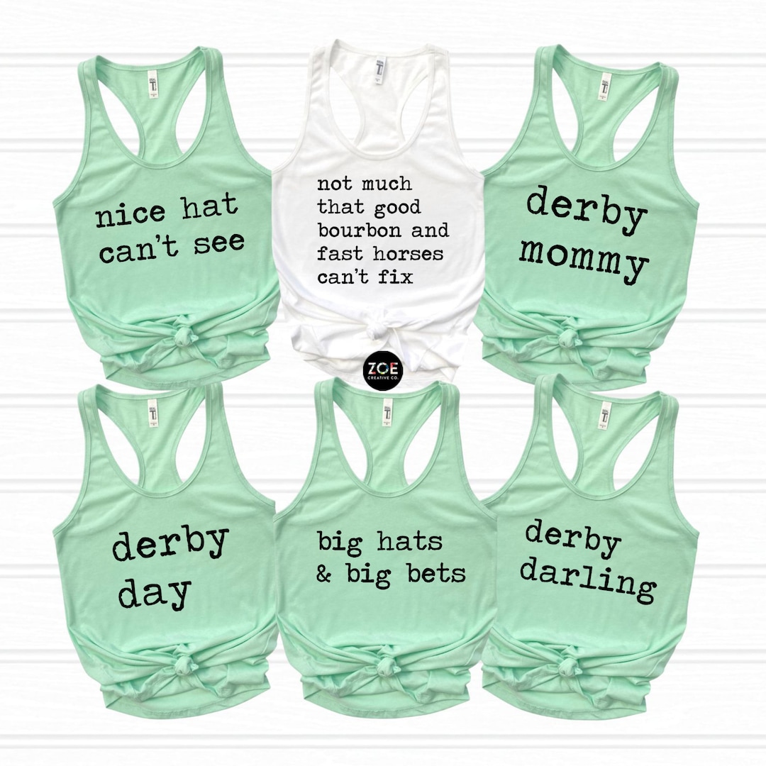 Funny Matching Kentucky Derby Tank Tops for Women, Mint Green Derby ...