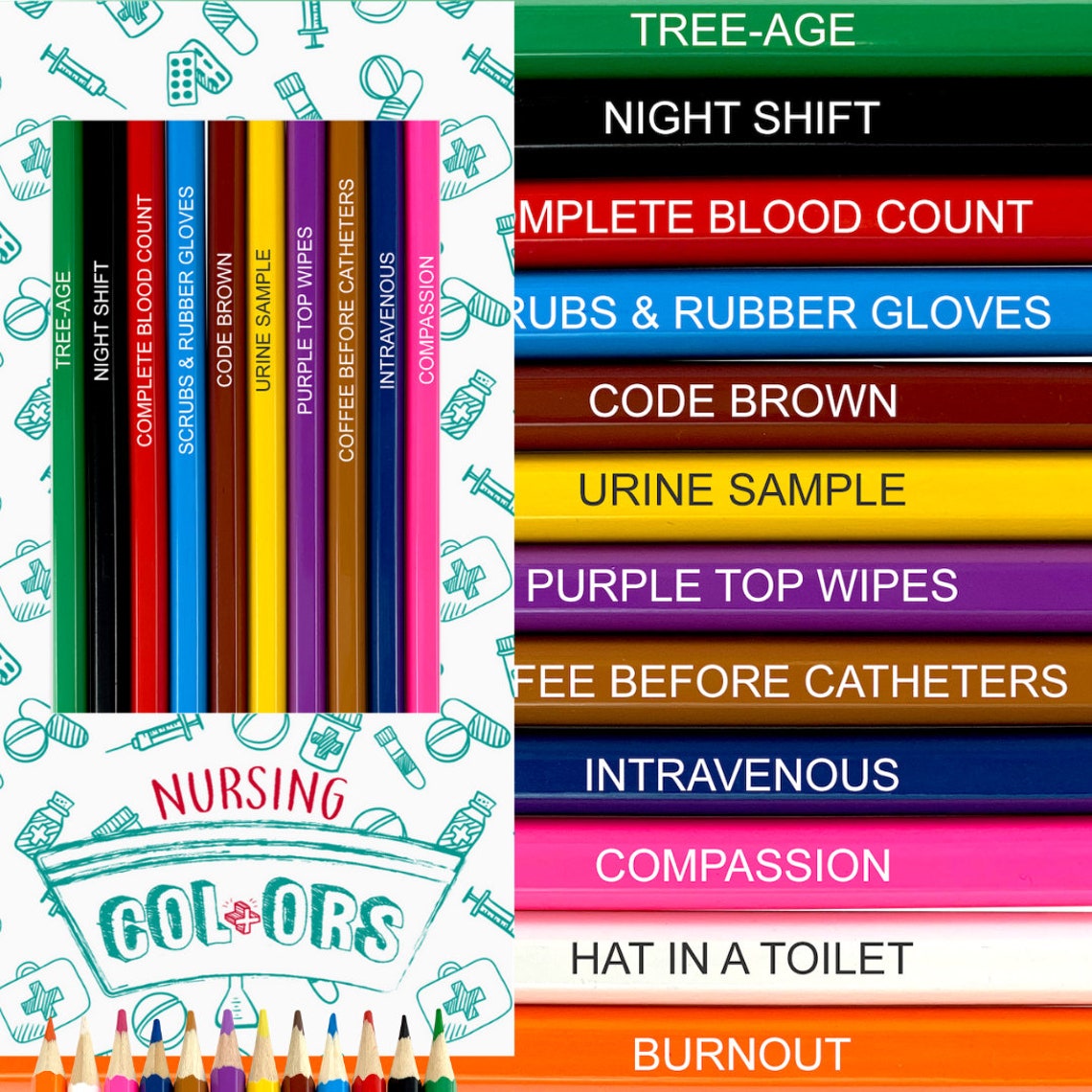 Nurse Colors Nursing-Themed Colored Pencils | Etsy