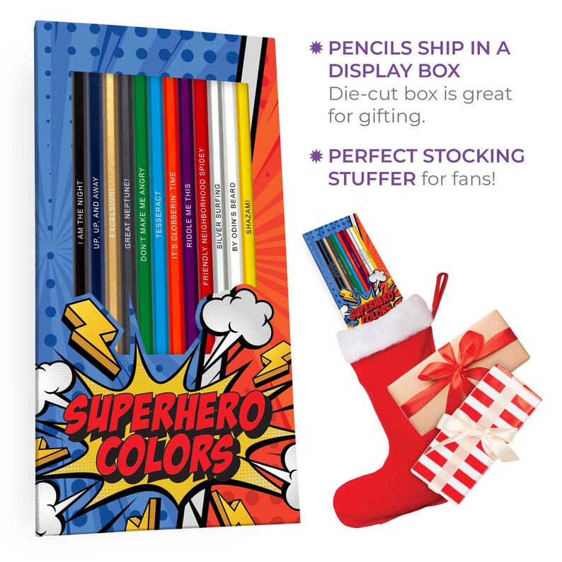 Superhero Colored Pencils & Coloring Pages: Comic Fan Gift - Etsy
