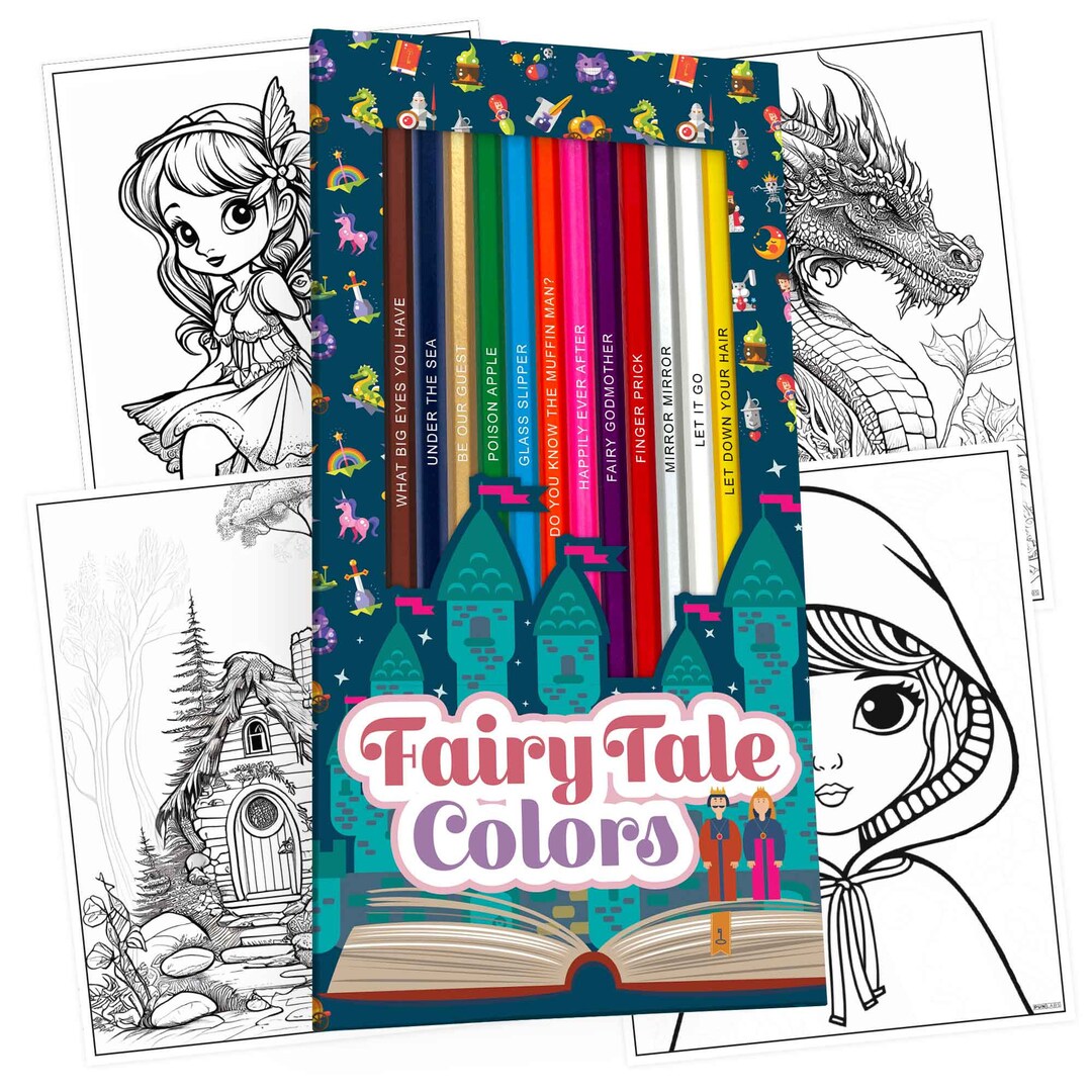 Fairy Tale Colors Colored Pencil Set & Coloring Page Kit - Etsy