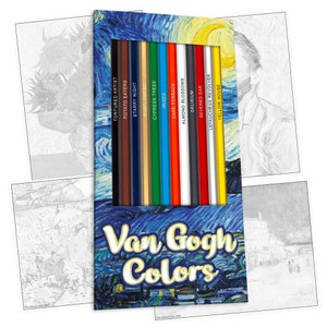 Van Gogh Colors Colored Pencil Set & Coloring Pages Bundle - Etsy